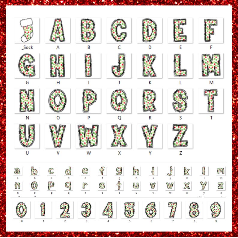 Christmas Alphabet PNG Christmas Letters Numbers Clipart Santa Alphabet ...