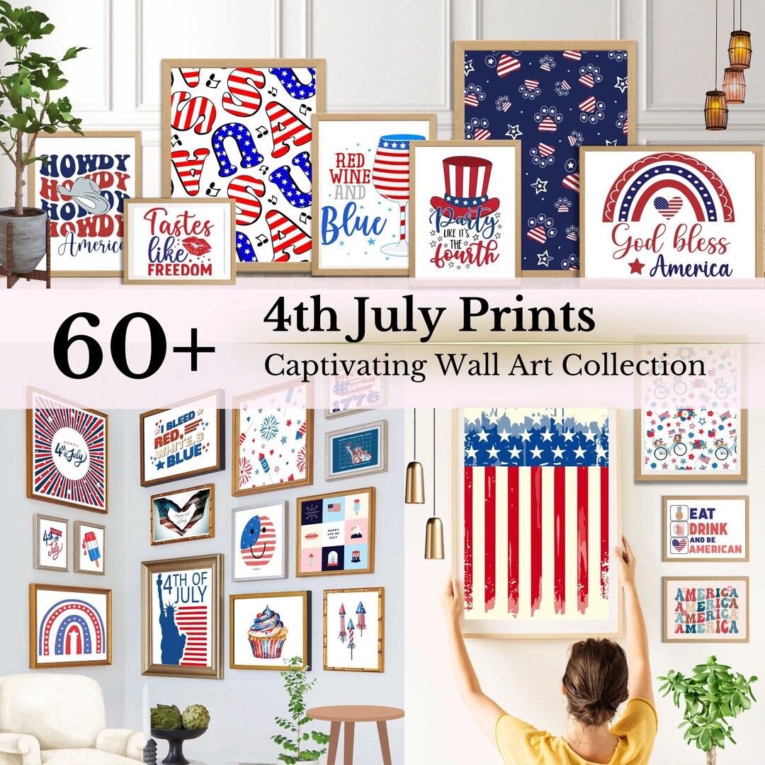 60+ 4th July Wall Art Bundle, Fourth of July Png Bundle, Independence ...