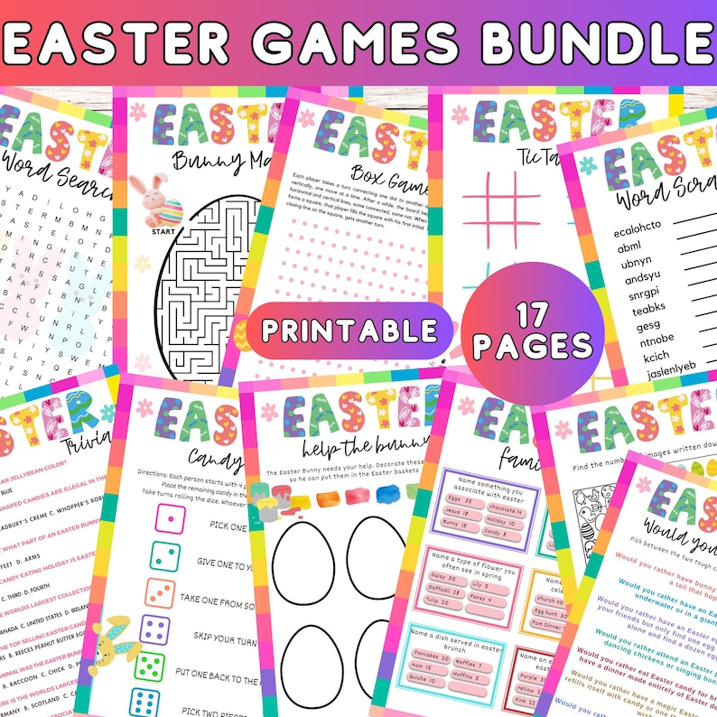 Easter Games Bundle, Easter Colouring Bundle, Games for Adults, Easter ...