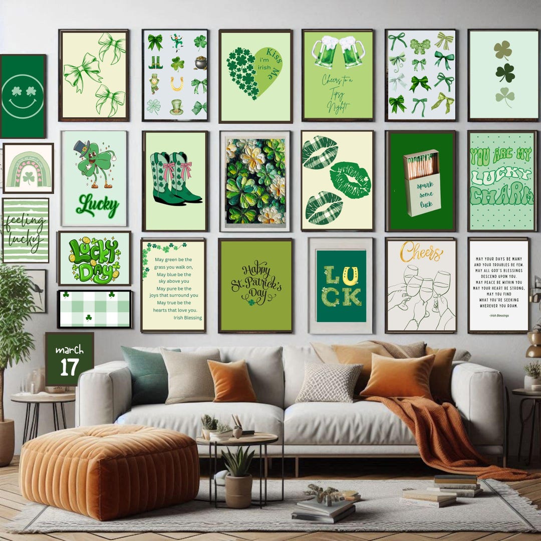 20+ St Patrick's Day Gallery, Lucky Wall Art Bundle, Retro St Patty's ...