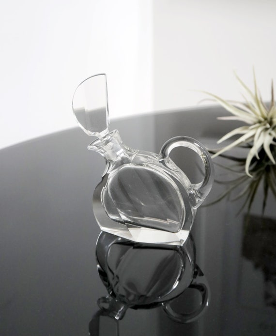 Vintage Slanted Modernist Glass Perfume Bottle w/ Han… - Gem