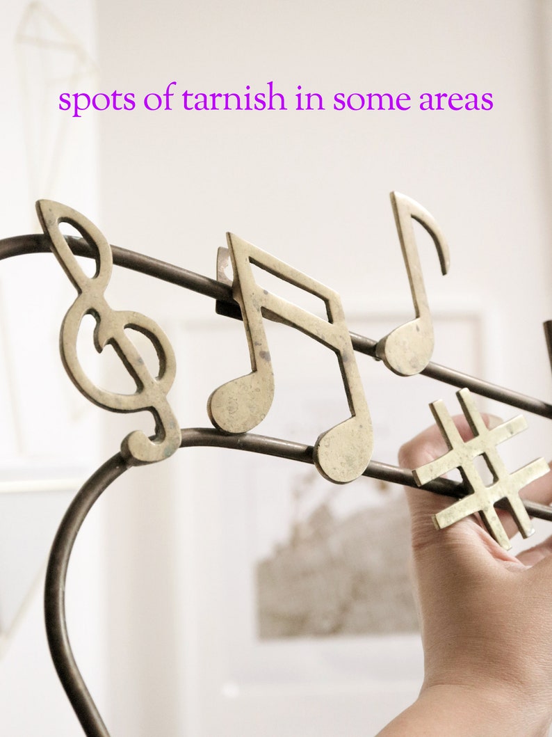 Vintage Brass Music Note Wall Hook, Solid Gold Tone Metal Wall Hanging ...