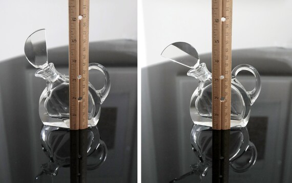 Vintage Slanted Modernist Glass Perfume Bottle w/ Han… - Gem