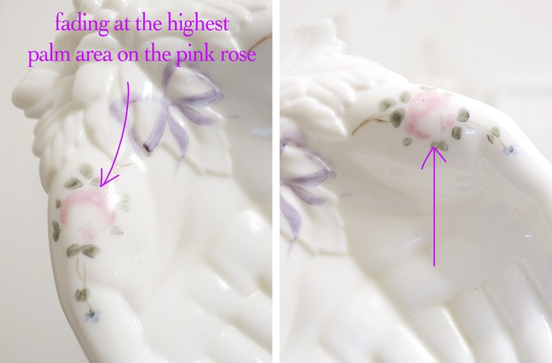Vintage Milk Glass Praying Hands Dish W/ Painted Florals , First ...