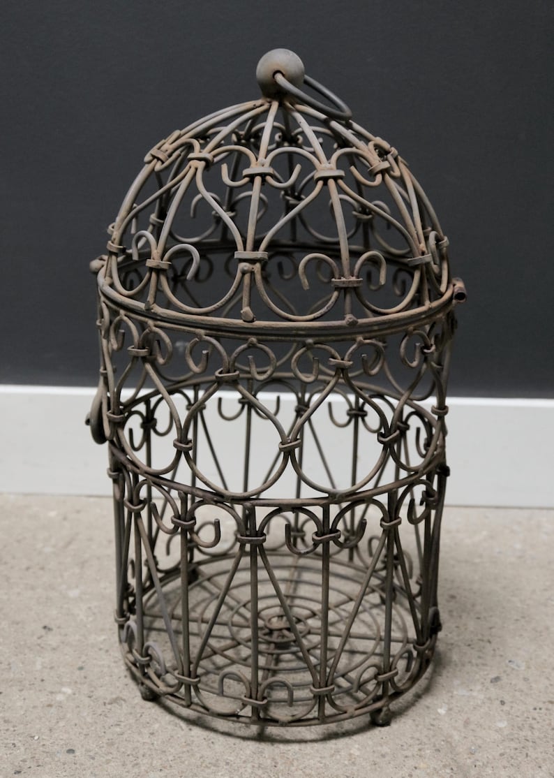 Antique Large French Wrought Iron Bird Cage, Hanging Plant Cage Wedding ...