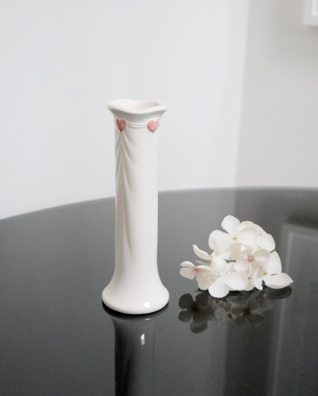 Vintage 'sweetheart' White Ceramic Bud Vase by FTDA W/ Draped Texture ...