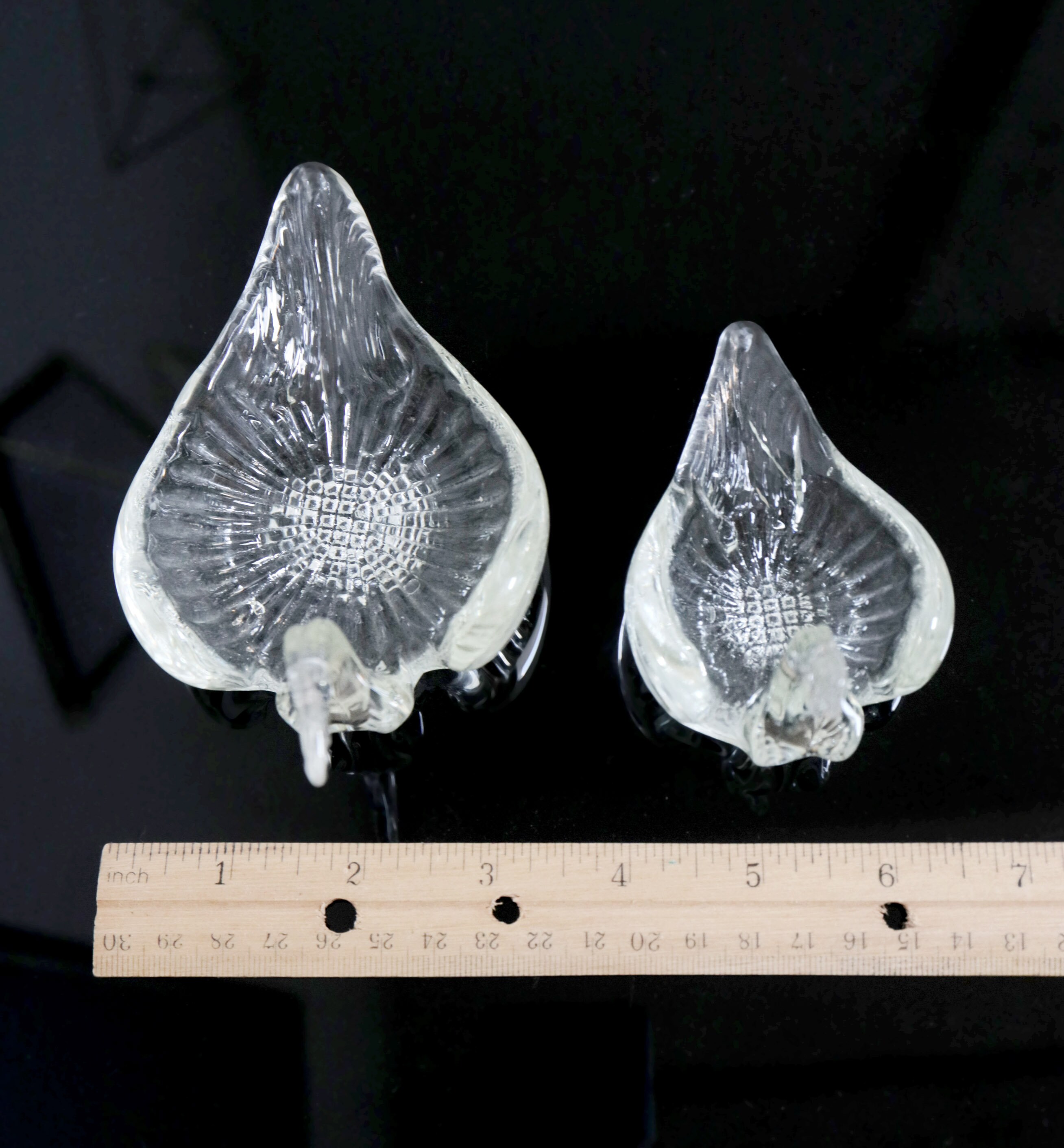 Vintage Pair of Art Glass Swan Trinket Dishes, Abstract Bird Silhouette ...
