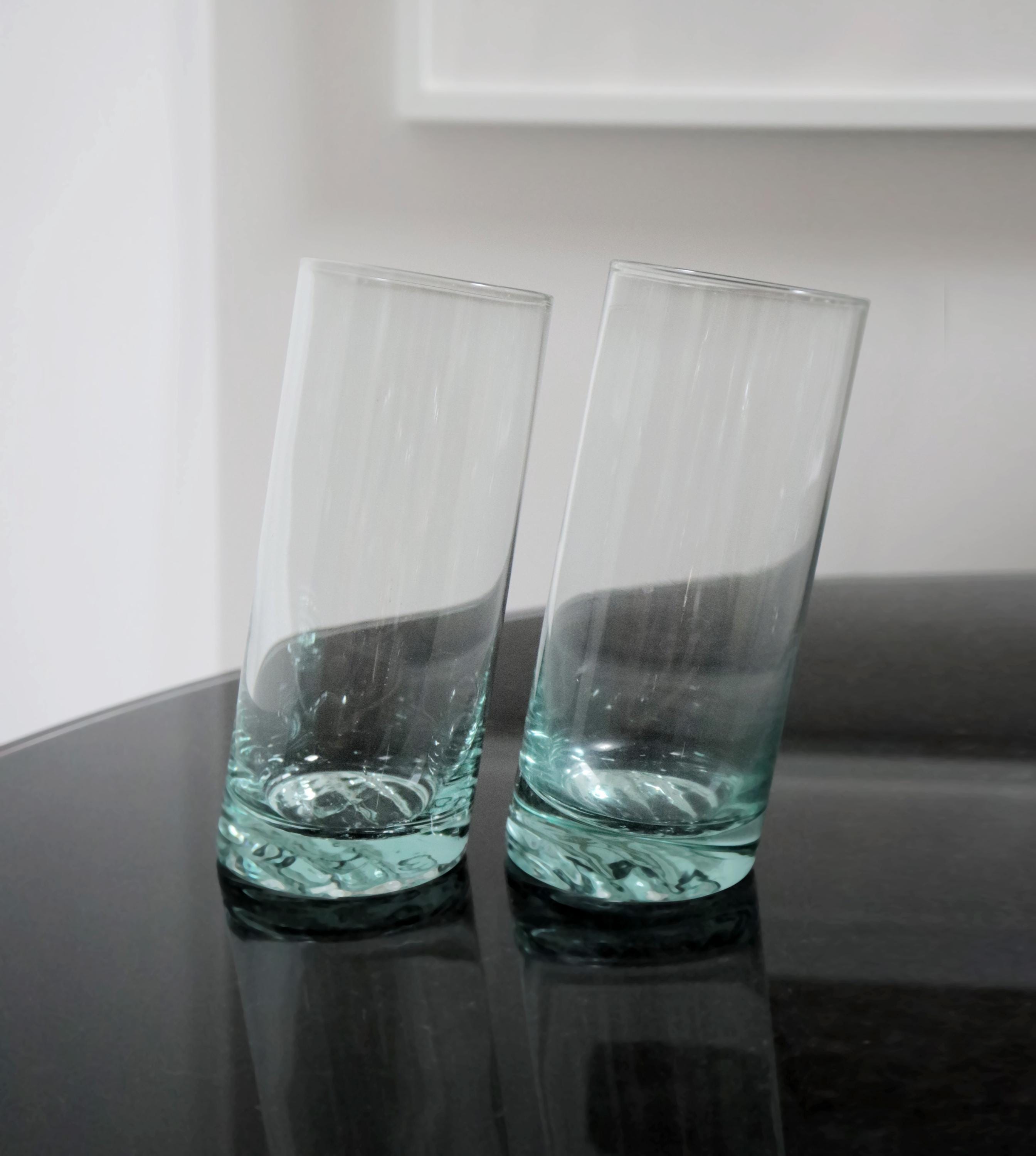 Vintage Slanted Tall Recycled Glass Tumblers - Set of 2, Modern Style ...
