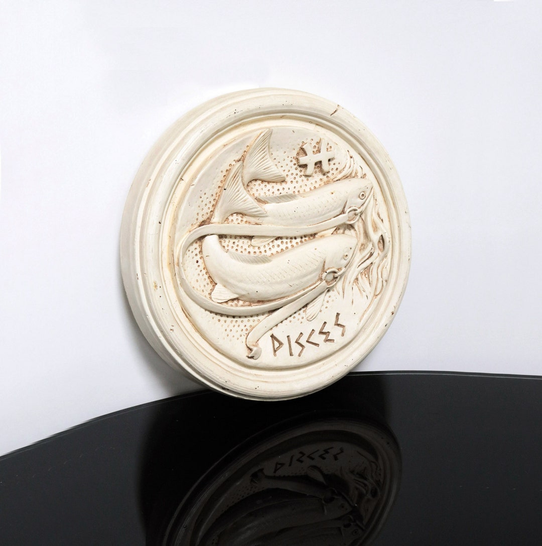 Vintage Pisces Zodiac Sign Faux Plaster Wall Hanging W/ Greek Font ...