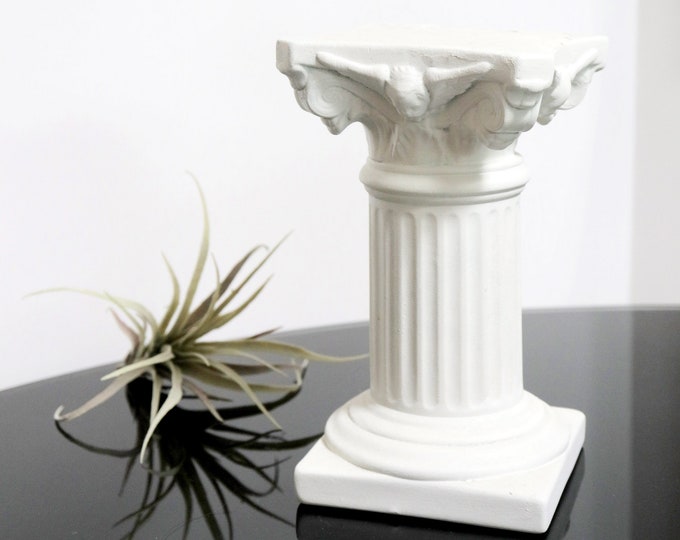 Vintage White Grecian Pillar Display Stand, Small Greek Corinthian ...