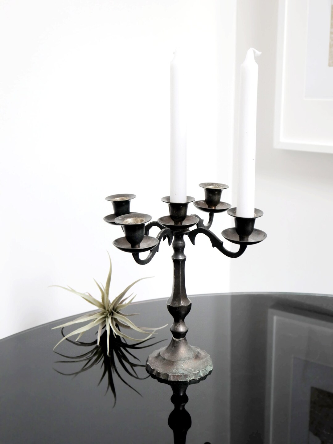 Vintage Fancy 5 Arm Antiqued Silver Candelabra, Dining Wedding Table ...