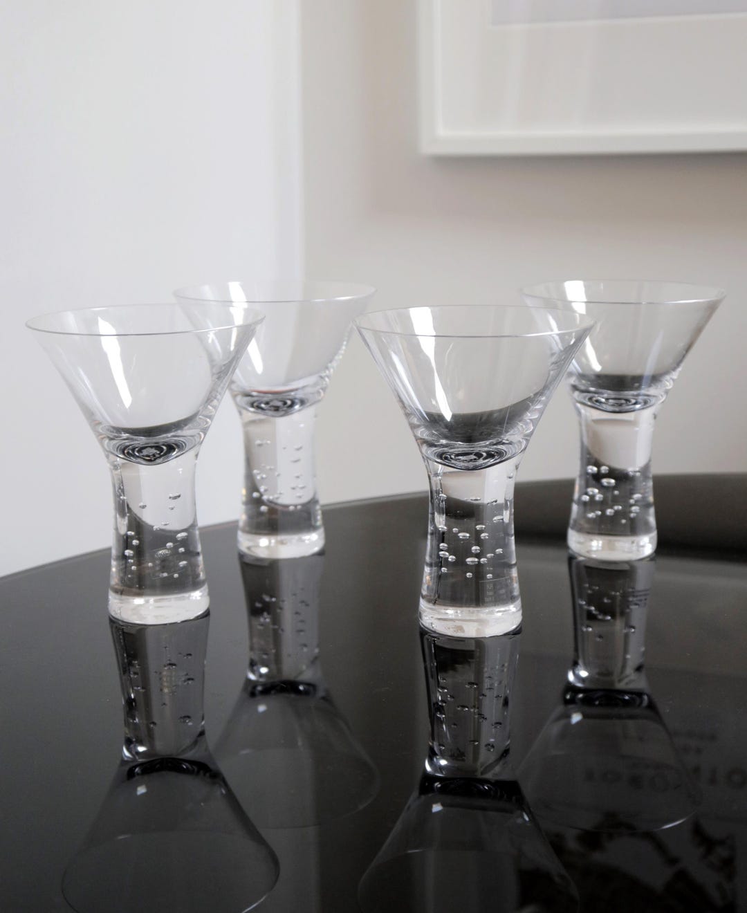 Contemporary Clear Chunky Stem Shot Glasses - Set of 4 W/ Bubbles ...