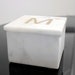 Contemporary Polished White Marble Jewelry Box W/ Brass 'M' Initial ...