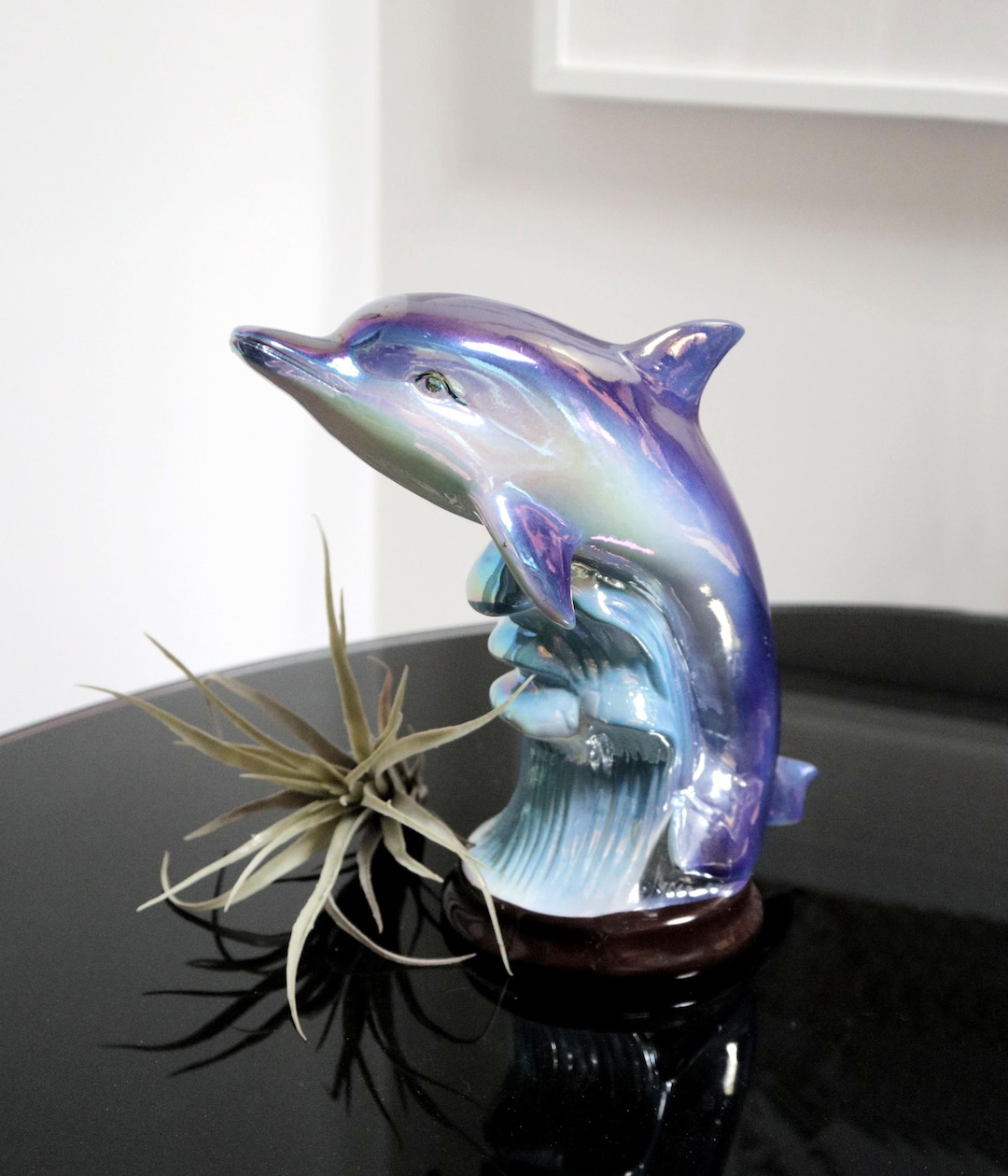 Vintage Large Iridescent Dolphin Figurine, Mermaid Decor, Ocean Themed ...