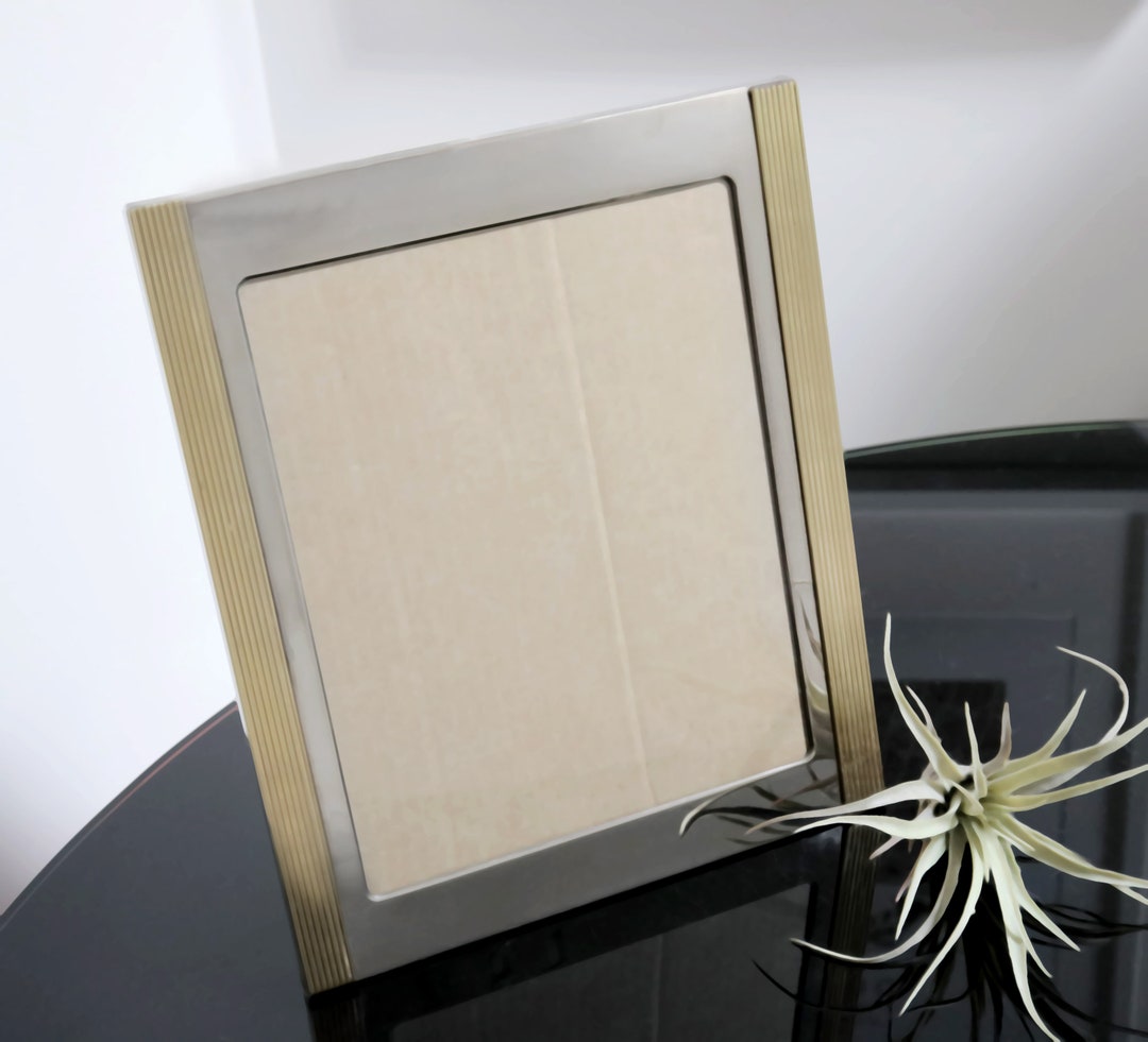 Vintage 8" X 10" Mixed Metal Art Deco Picture Frame W/ Ribbed Edges ...