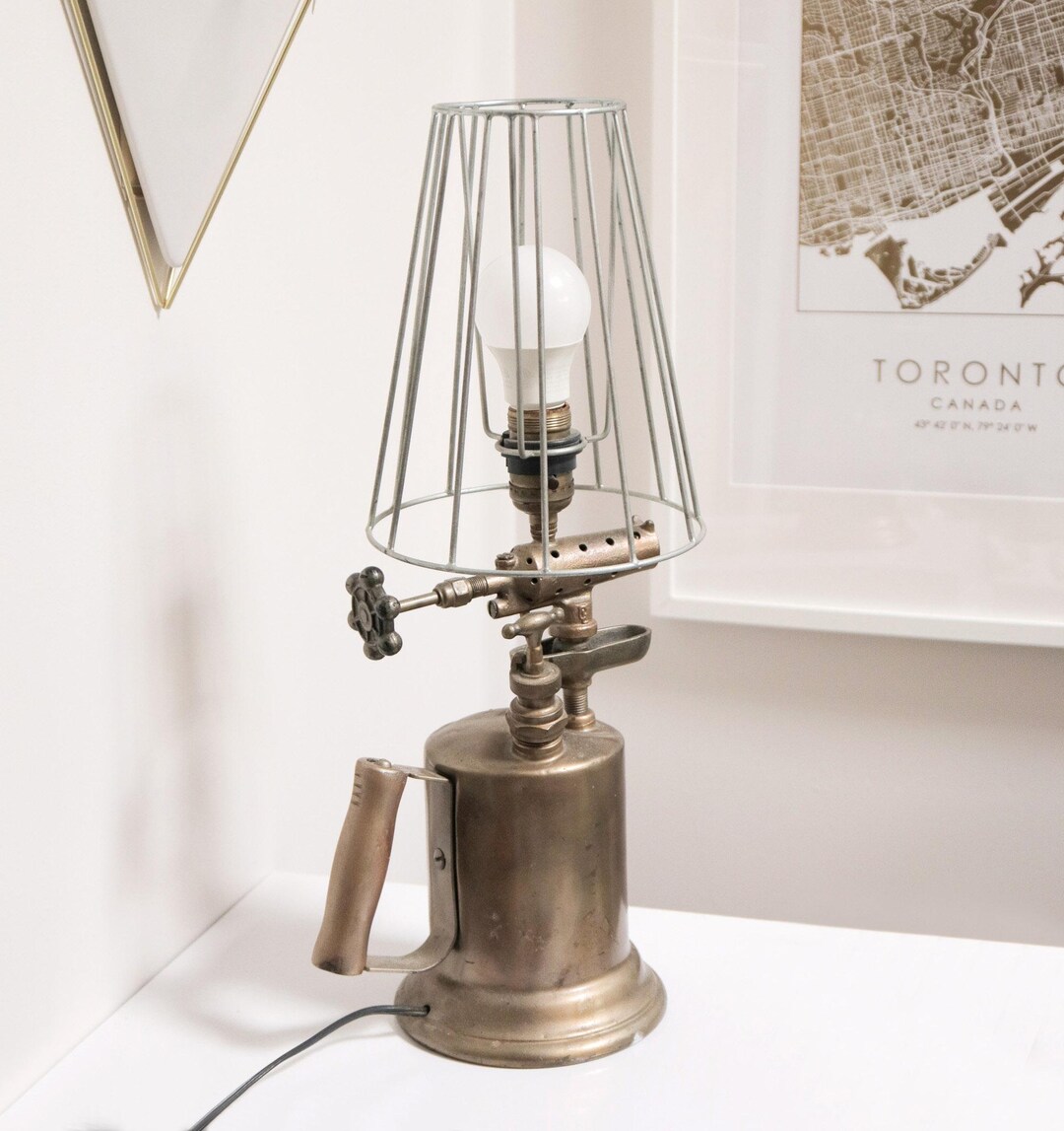 Vintage Repurposed Plumber's Torch Brass Table Lamp, Industrial ...