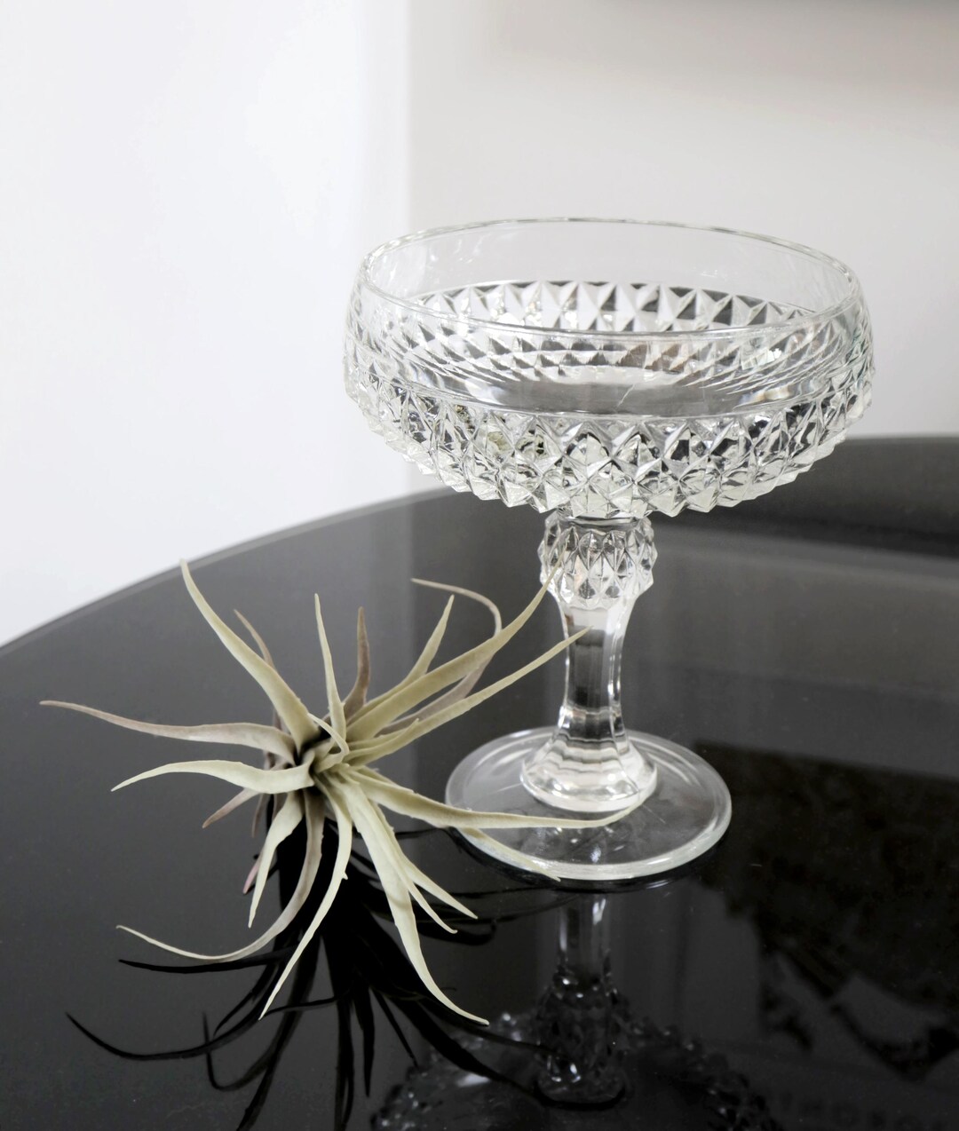 Vintage Clear Diamond Point Glass Compote by Indiana Glass, Pyramid ...