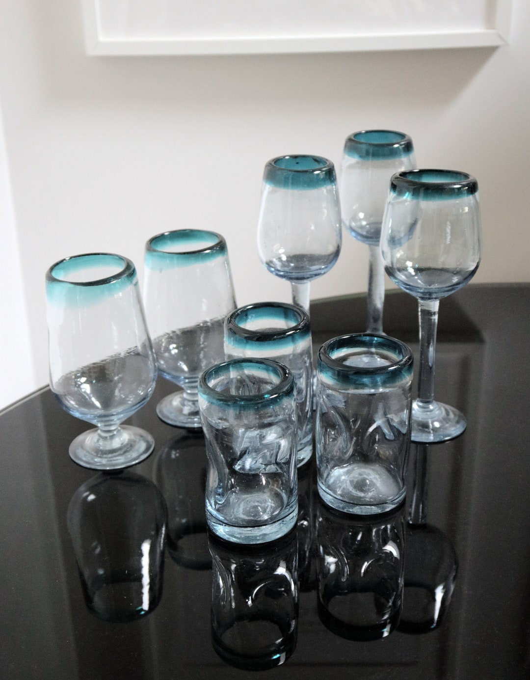 CHOICE - Turquoise Rim Cocktail Glasses, Wine, Poco Grande, Tumblers ...