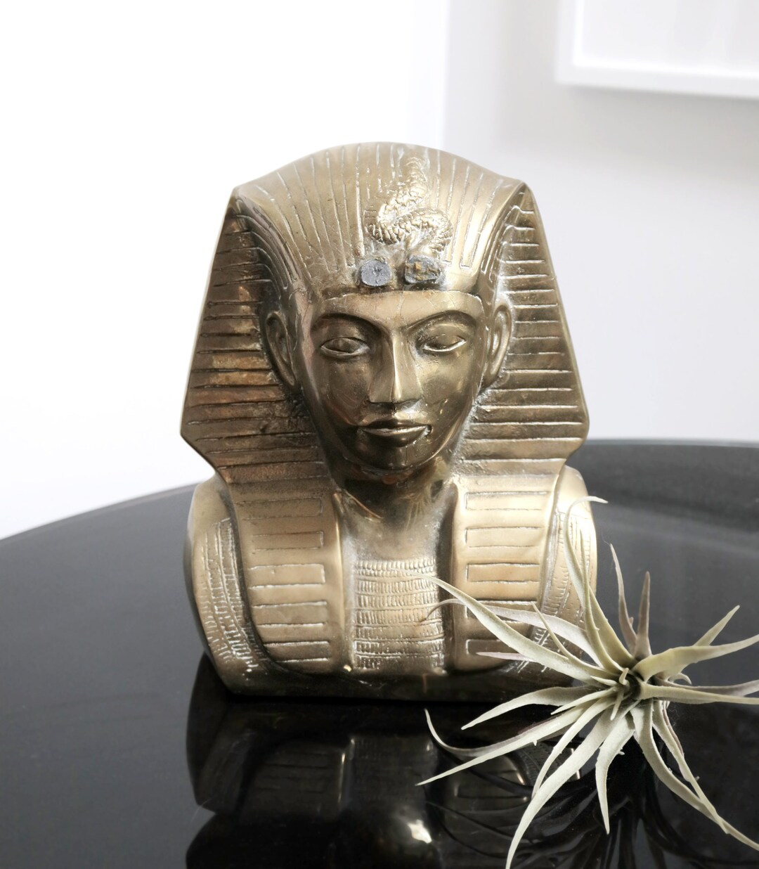 AS IS - Vintage 70s Large 9" Brass King Tut Bust, Heavy Metal Figurine ...