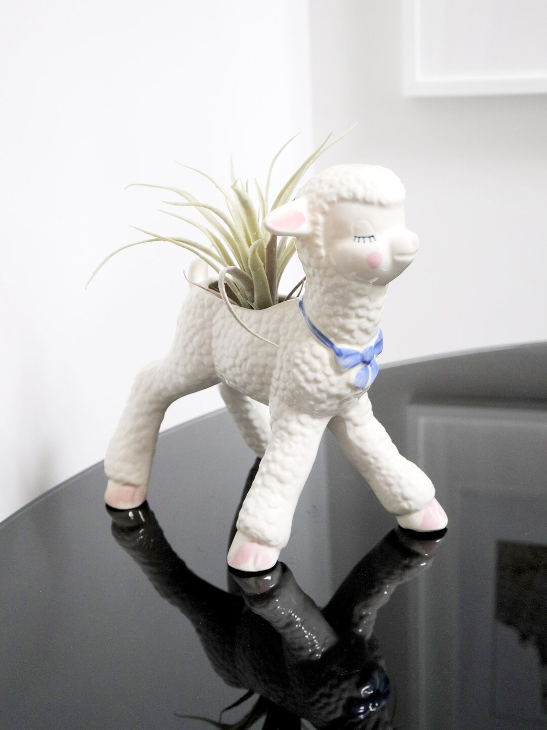 Vintage Large Ceramic Lamb Planter, Hand Painted, Indoor Plant Pot ...
