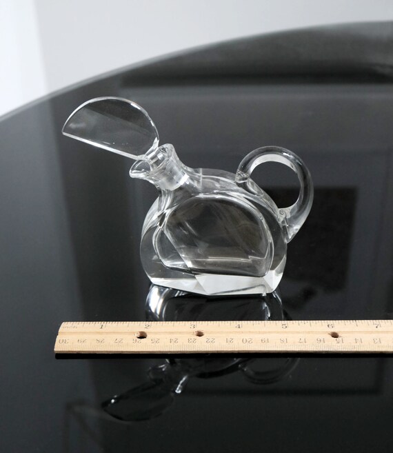 Vintage Slanted Modernist Glass Perfume Bottle w/ Han… - Gem