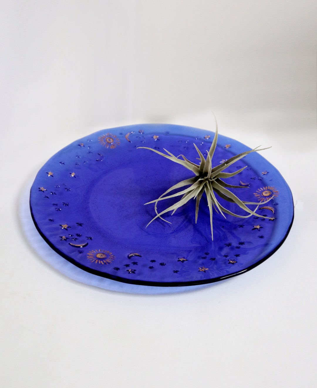 AS IS - Vintage 14" Large Cobalt Blue Glass Charger Plate, W/ Raised ...