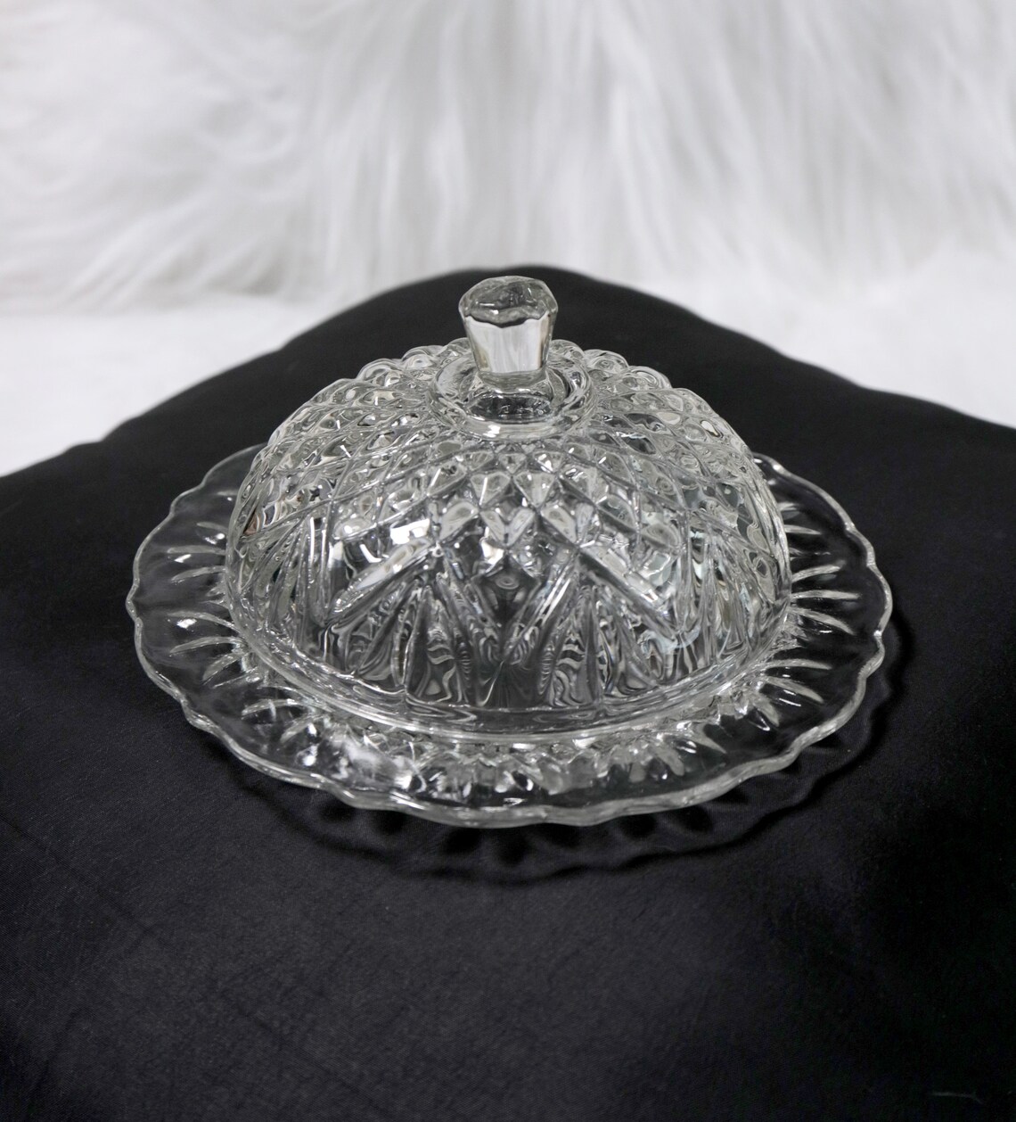 Vintage Cut Crystal Plate W/ Domed Lid Small Jewelry Dish | Etsy