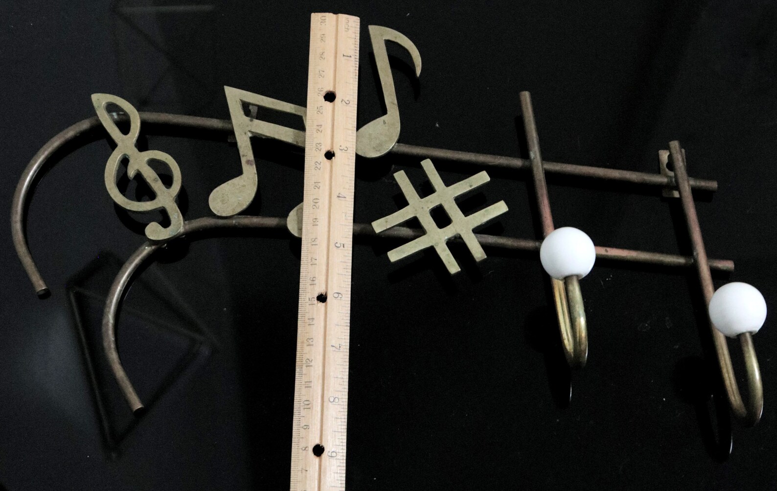 Vintage Brass Music Note Wall Hook, Solid Gold Tone Metal Wall Hanging ...