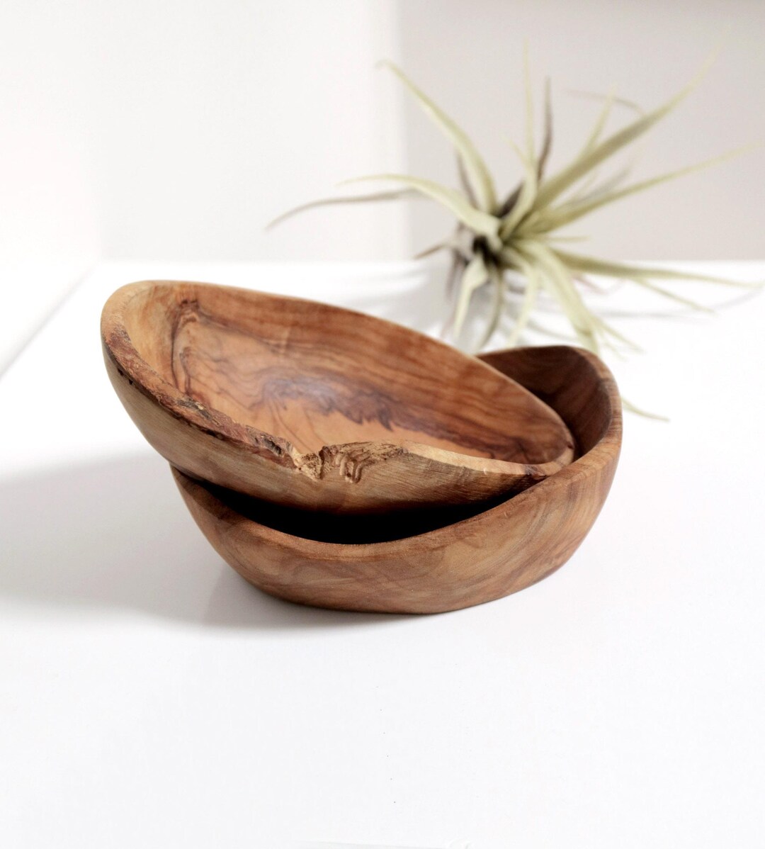 Carved Olivewood Oblong Shaped Snack Bowls Set of 2, Made in Germany ...