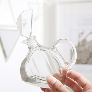 Vintage Slanted Modernist Glass Perfume Bottle W/ Handle, Geometric ...