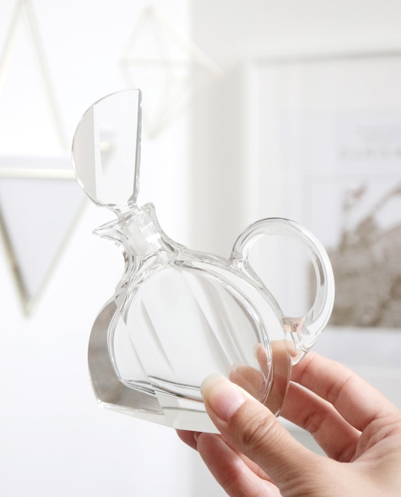 Vintage Slanted Modernist Glass Perfume Bottle w/ Han… - Gem