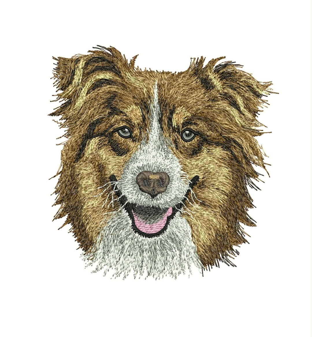 Australian Shepherd Face Embroidery Design: Machine Embroidery (digital ...