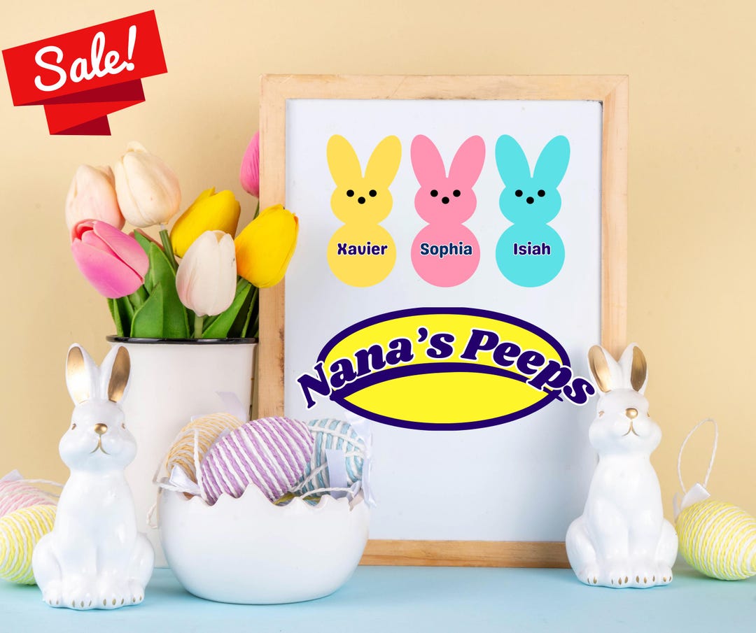 Personalized Peeps Name Art | Pastel Easter Bunny Decor (digital ...
