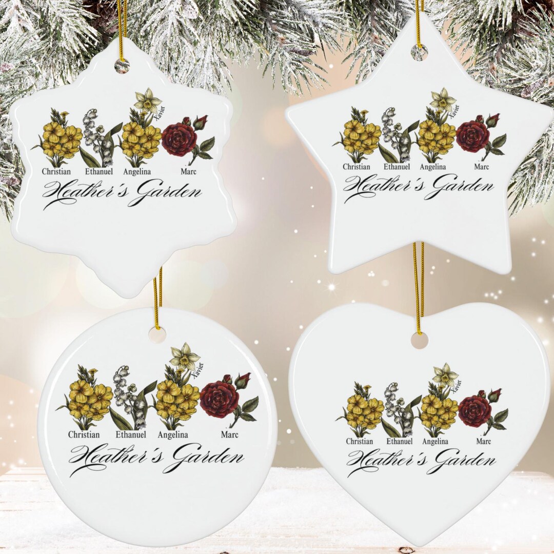 Personalized Birth Month Names Ceramic Ornament | Name Garden Ornament ...