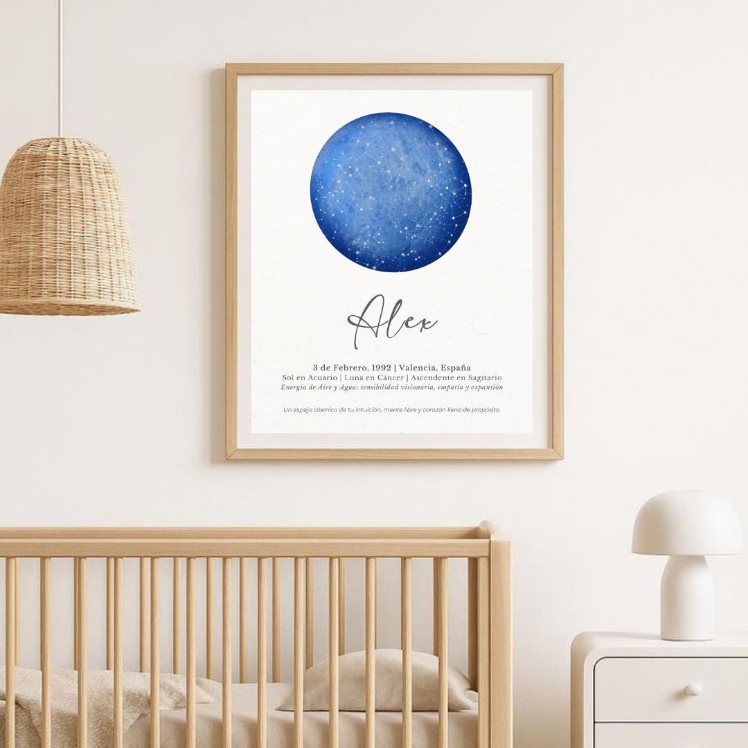 Star Map | Personalized Birth Map | Custom Night Sky | Dreamy Blue Star ...