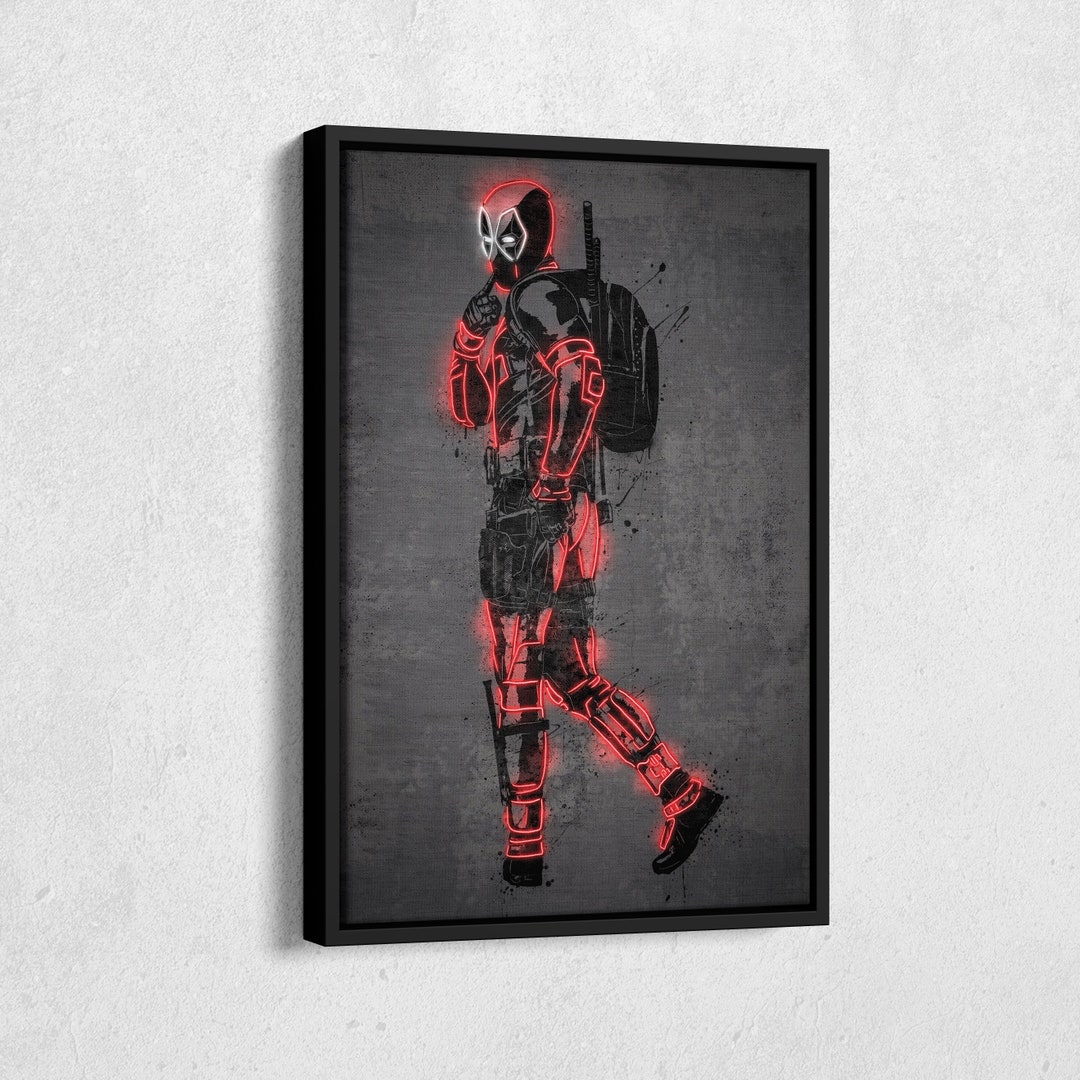 Deadpool Poster Neon Marvel Comics Canvas Wall Art Home Decor Framed ...