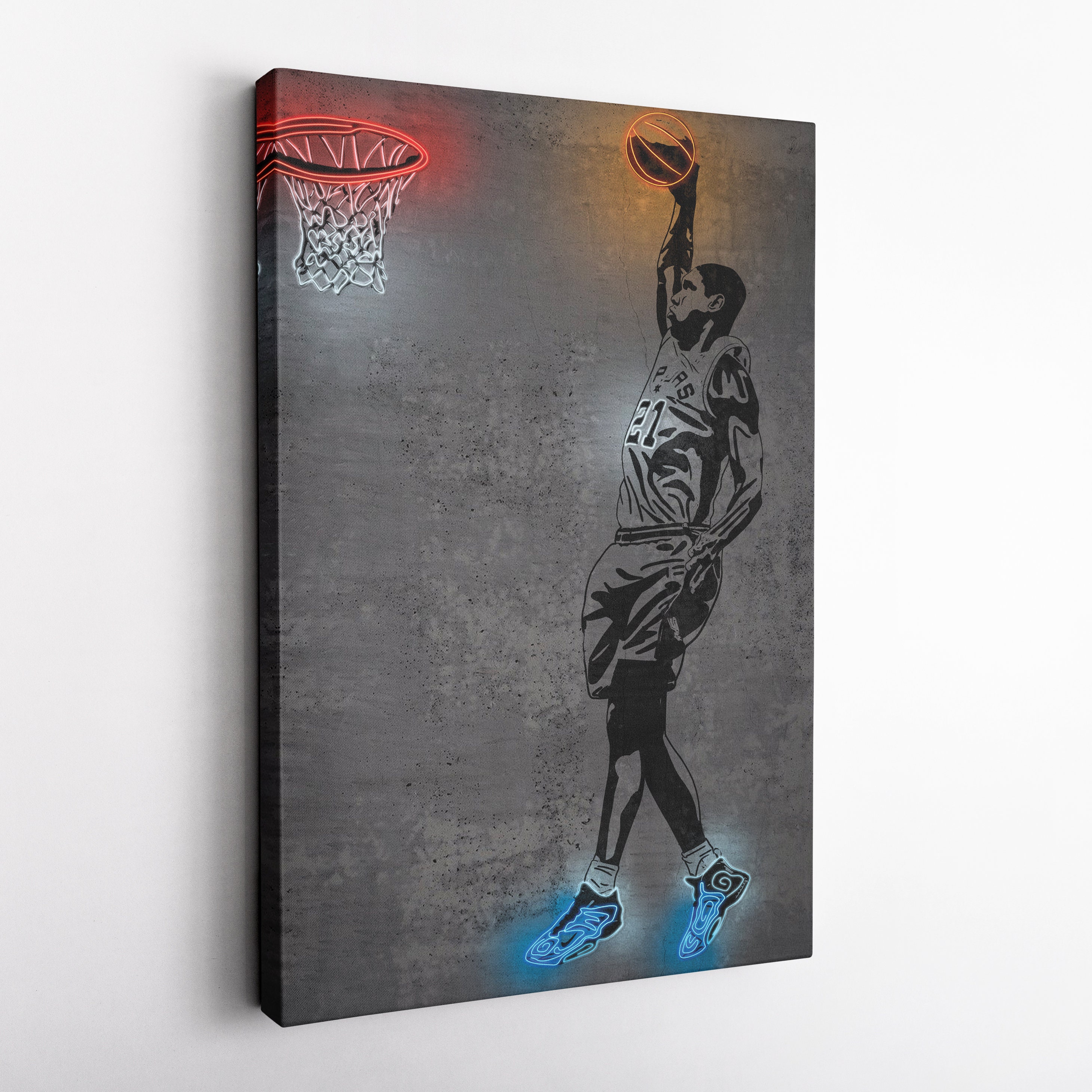 Tim Duncan Poster Neon Dunk San Antonio Spurs NBA Canvas Wall Art Home ...