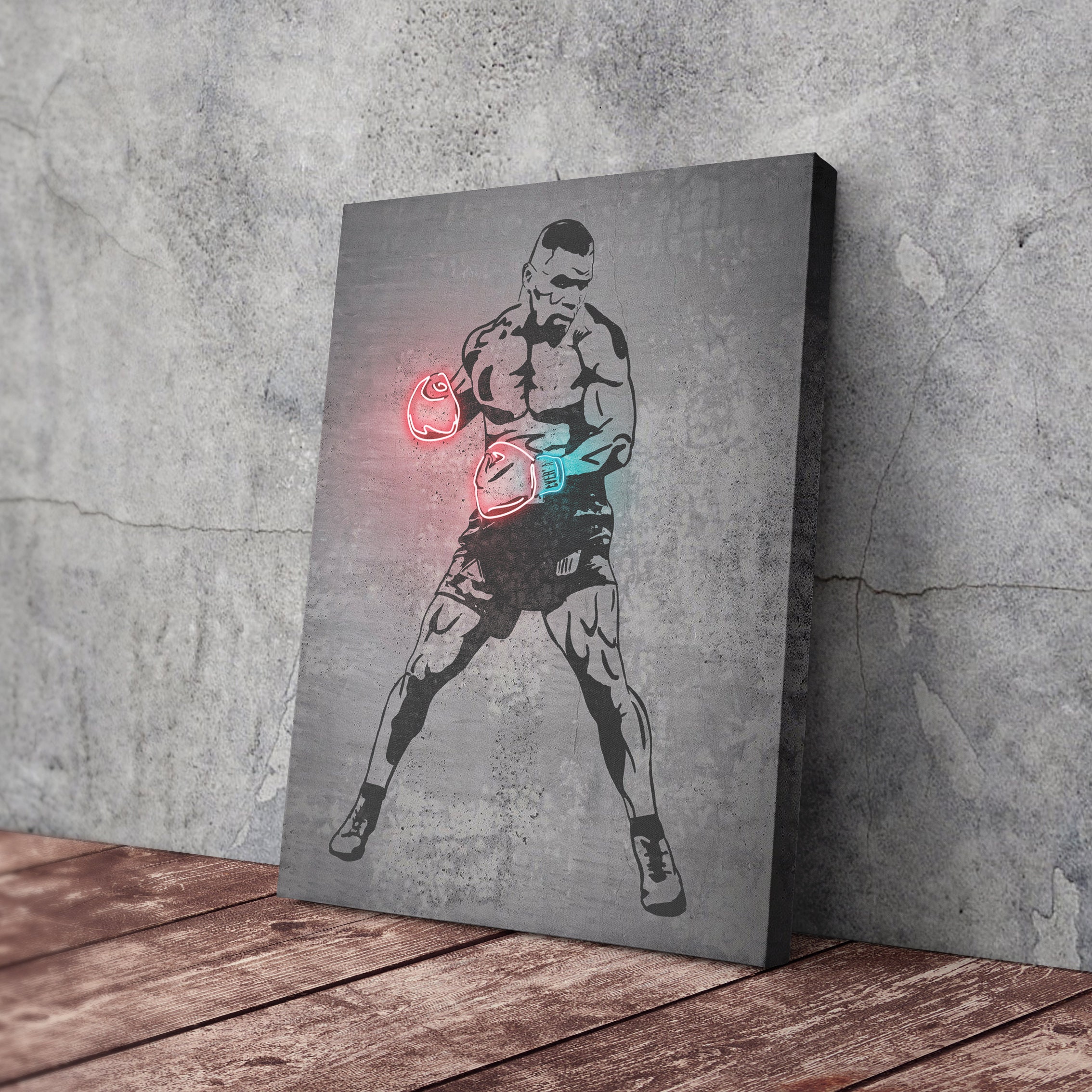 Mike Tyson Poster Neon Boxing Canvas Wall Art Home Decor Framed Poster ...
