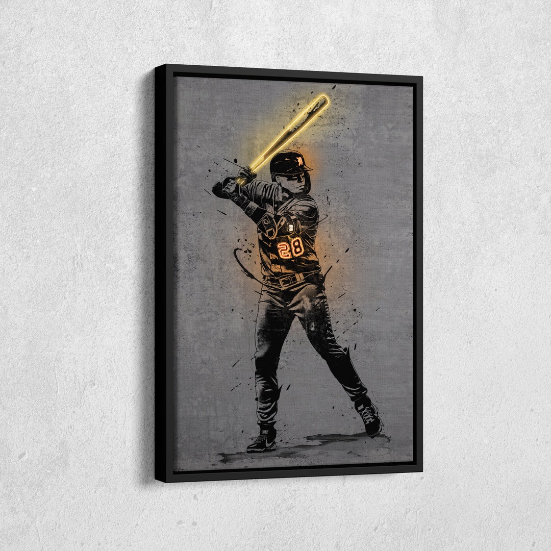 Javier Báez Poster Neon Detroit Tigers MLB Canvas Wall Art Home Decor ...