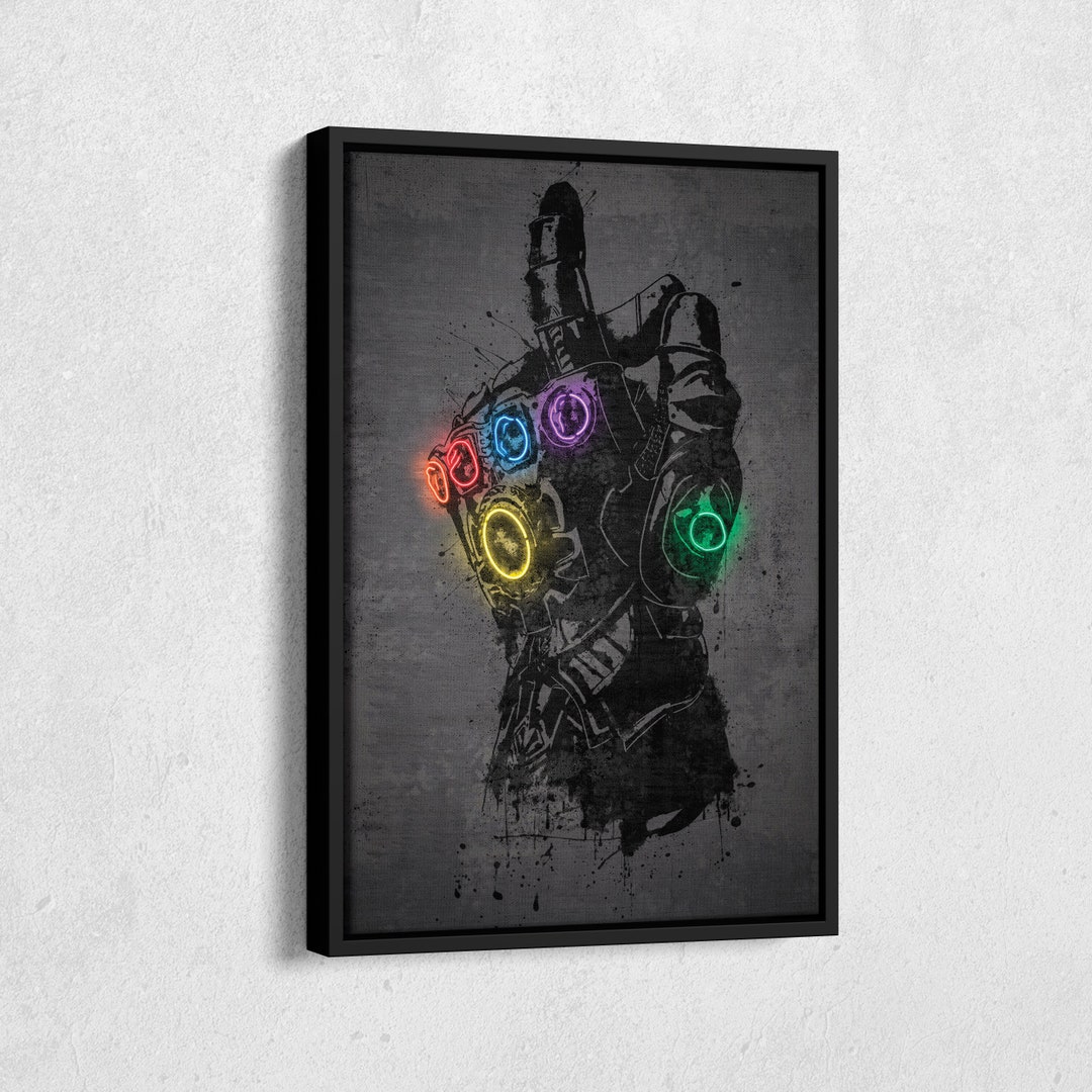 Infinity Gauntlet Poster Neon Marvel Comics Canvas Wall Art Home Decor ...