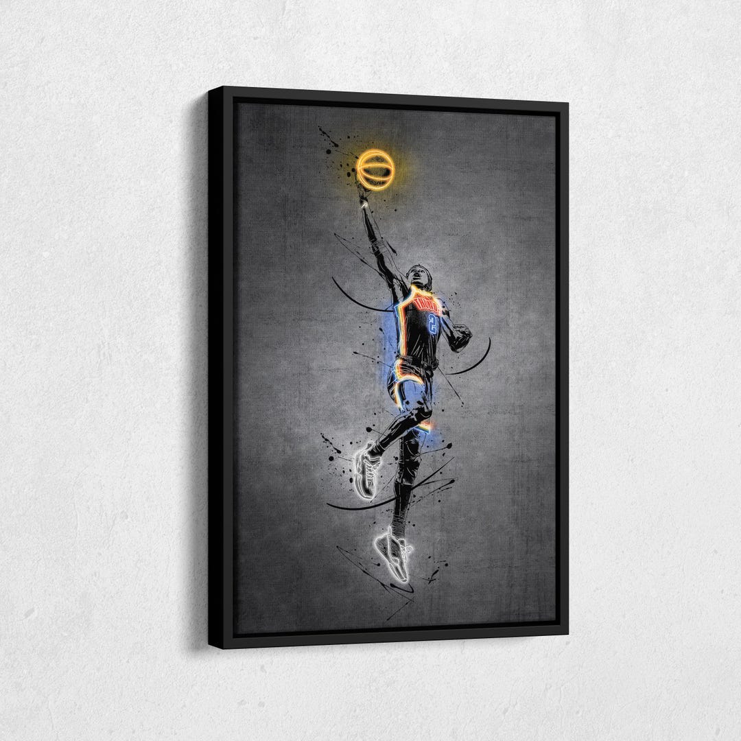 Shai Gilgeous-alexander Dunk Neon Poster Oklahoma City Thunder #2 NBA ...