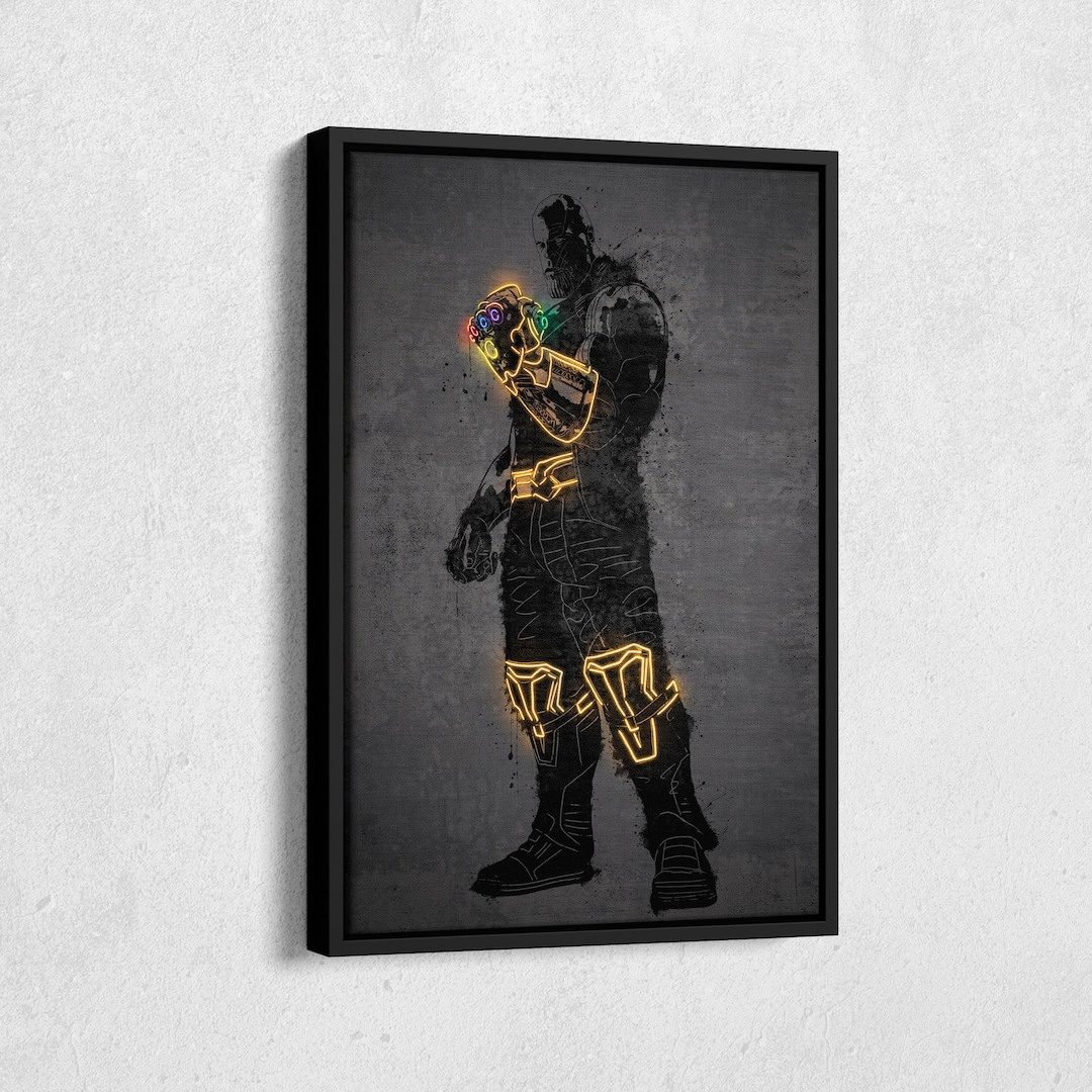 Thanos Poster Neon Marvel Comics Canvas Wall Art Home Decor Framed ...