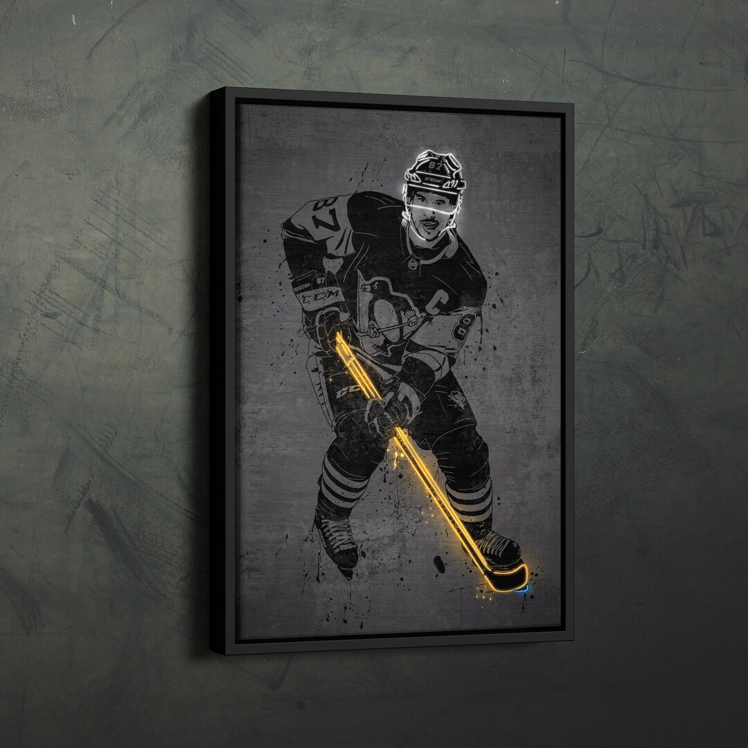 Sidney Crosby Poster Neon Pittsburgh Penguins NHL Canvas Wall Art Home ...