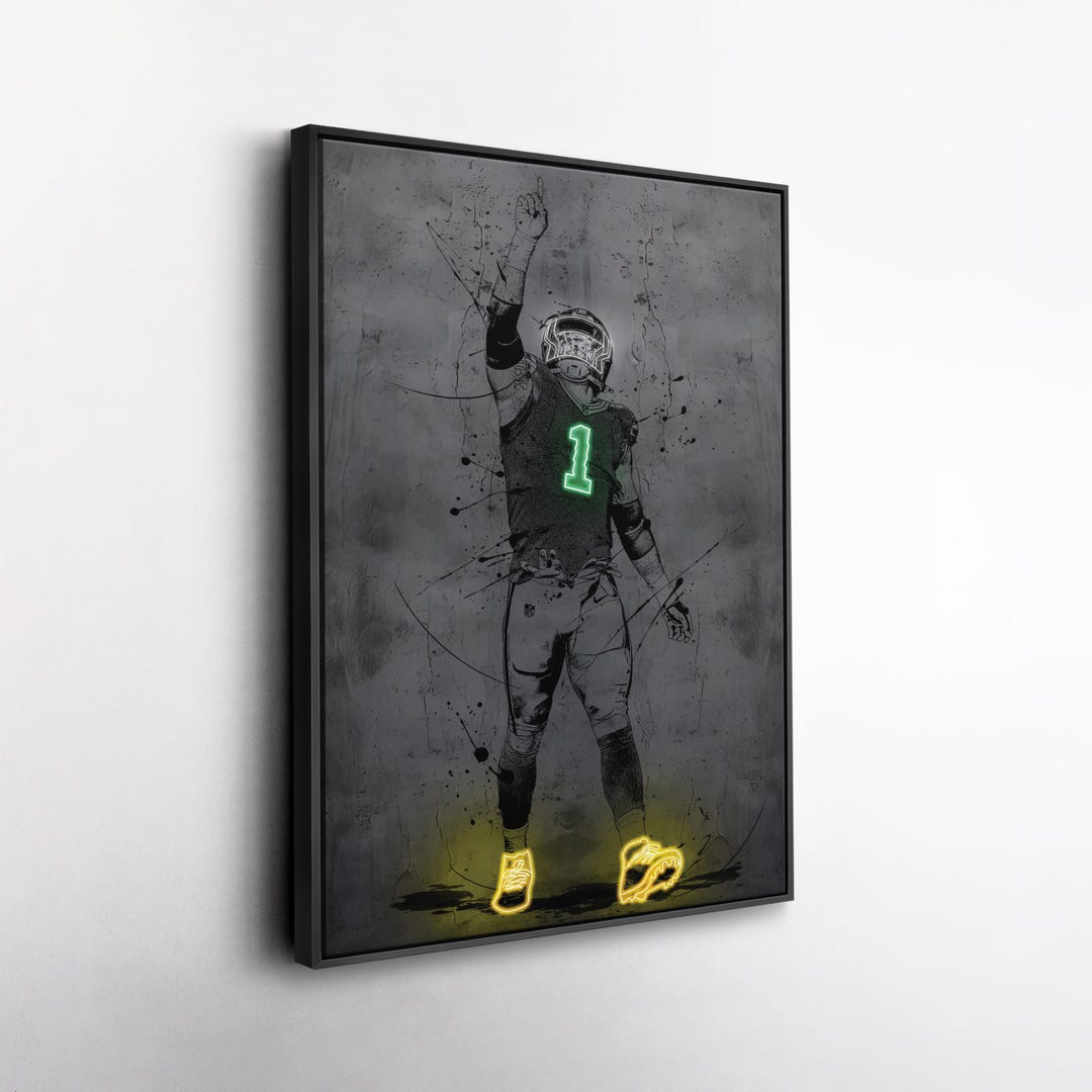 Micah Parsons Poster Neon Green Bay Packers NFL Canvas Wall Art Home ...