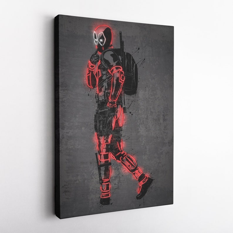 Deadpool Poster Neon Marvel Comics Canvas Wall Art Home Decor Framed ...