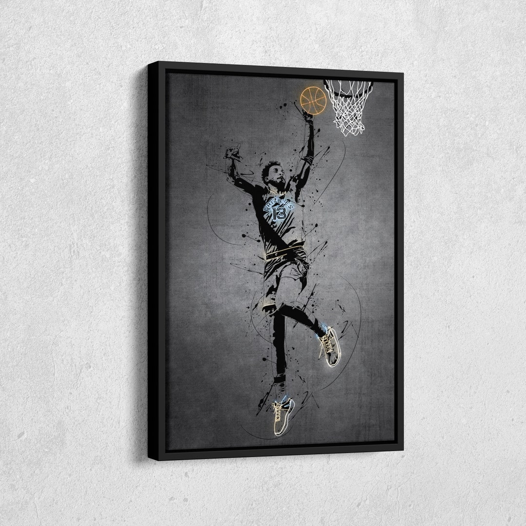 Jaren Jackson Jr. Poster Neon Memphis Grizzlies NBA Canvas Wall Art ...