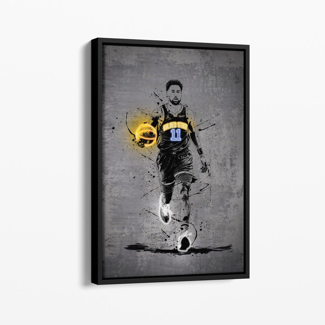 Klay Thompson Neon Poster Golden State Warriors #11 NBA Framed Canvas ...