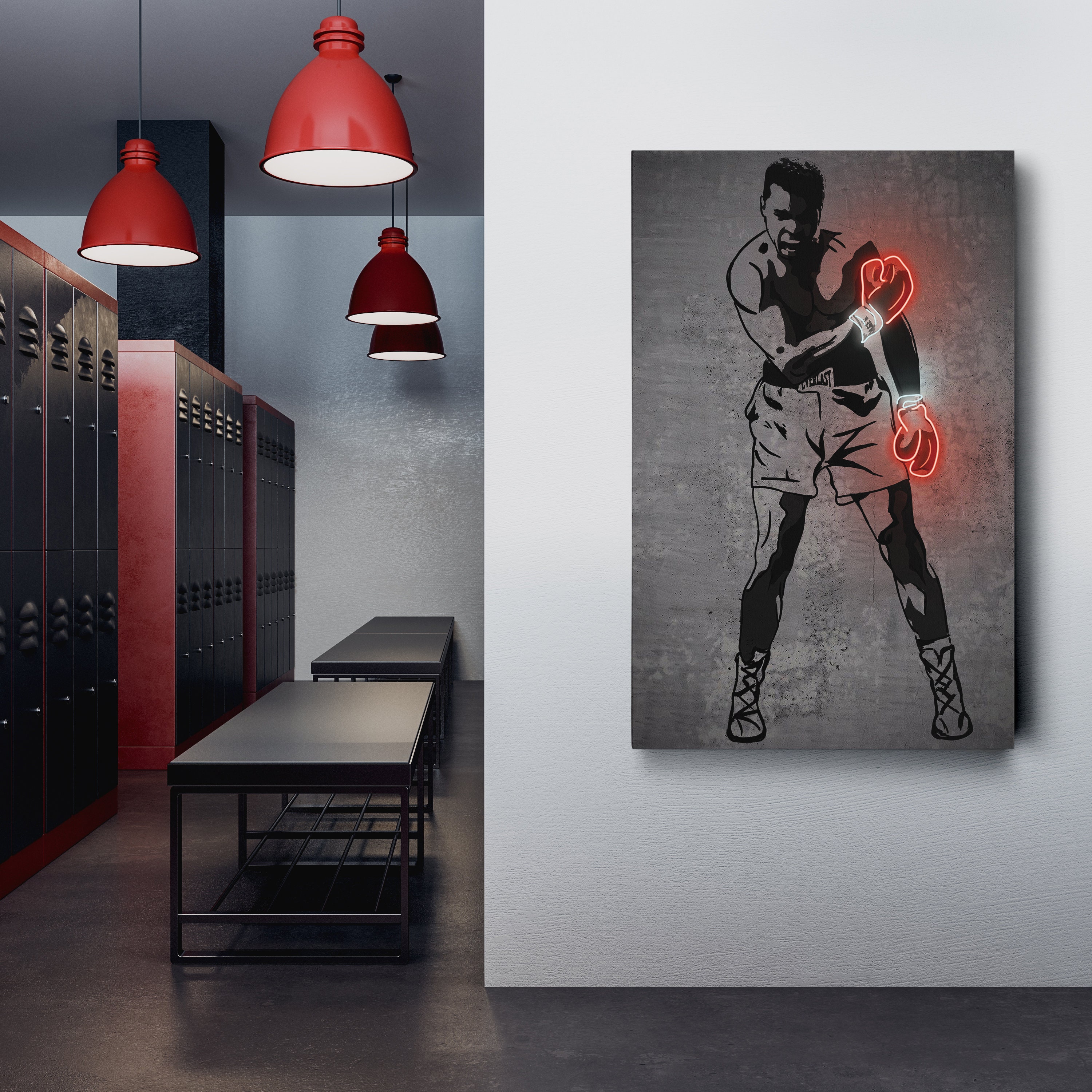 Muhammad Ali Poster Neon Boxing Canvas Wall Art Home Decor Framed ...