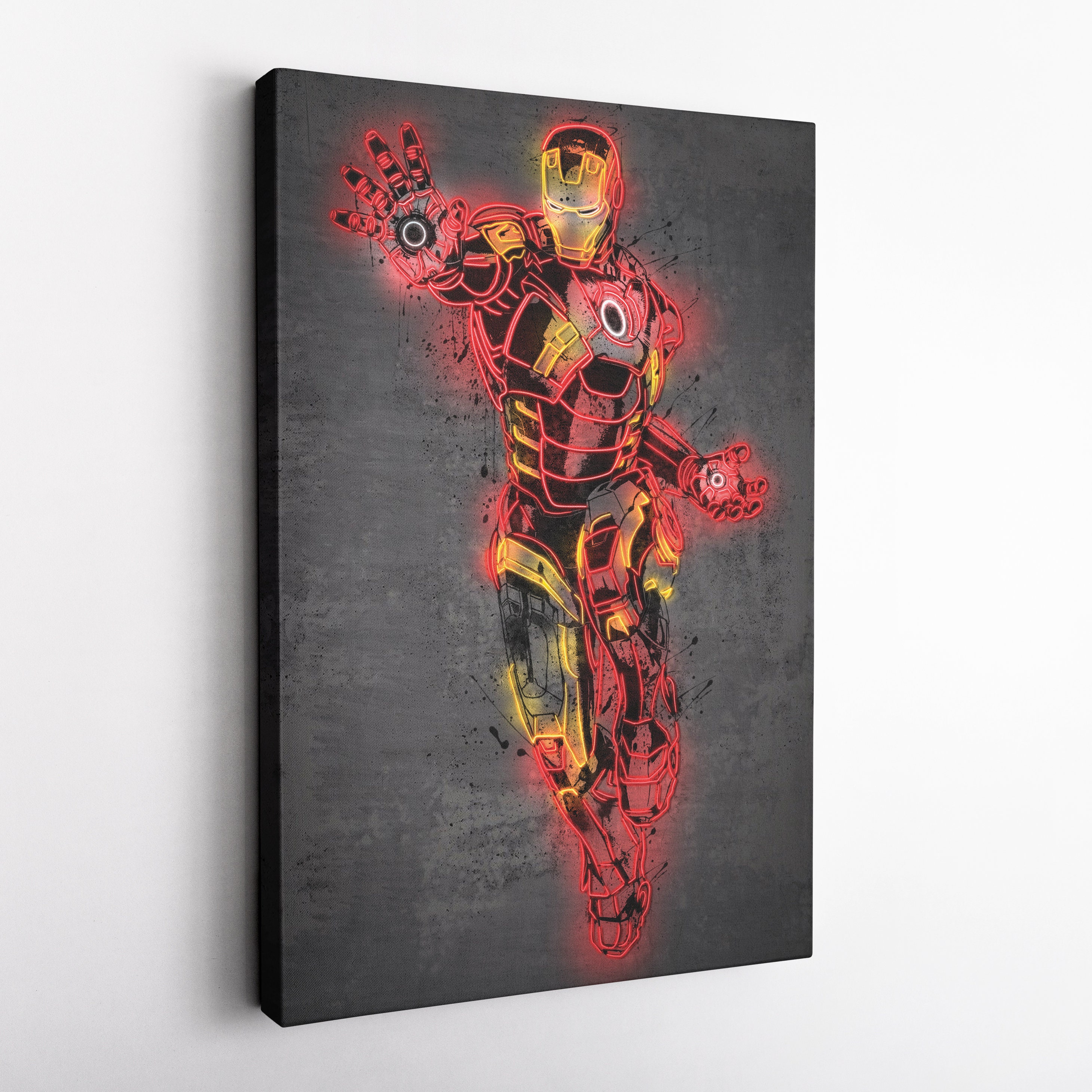 Iron Man Poster Neon Marvel Comics Canvas Wall Art Home Decor Framed ...
