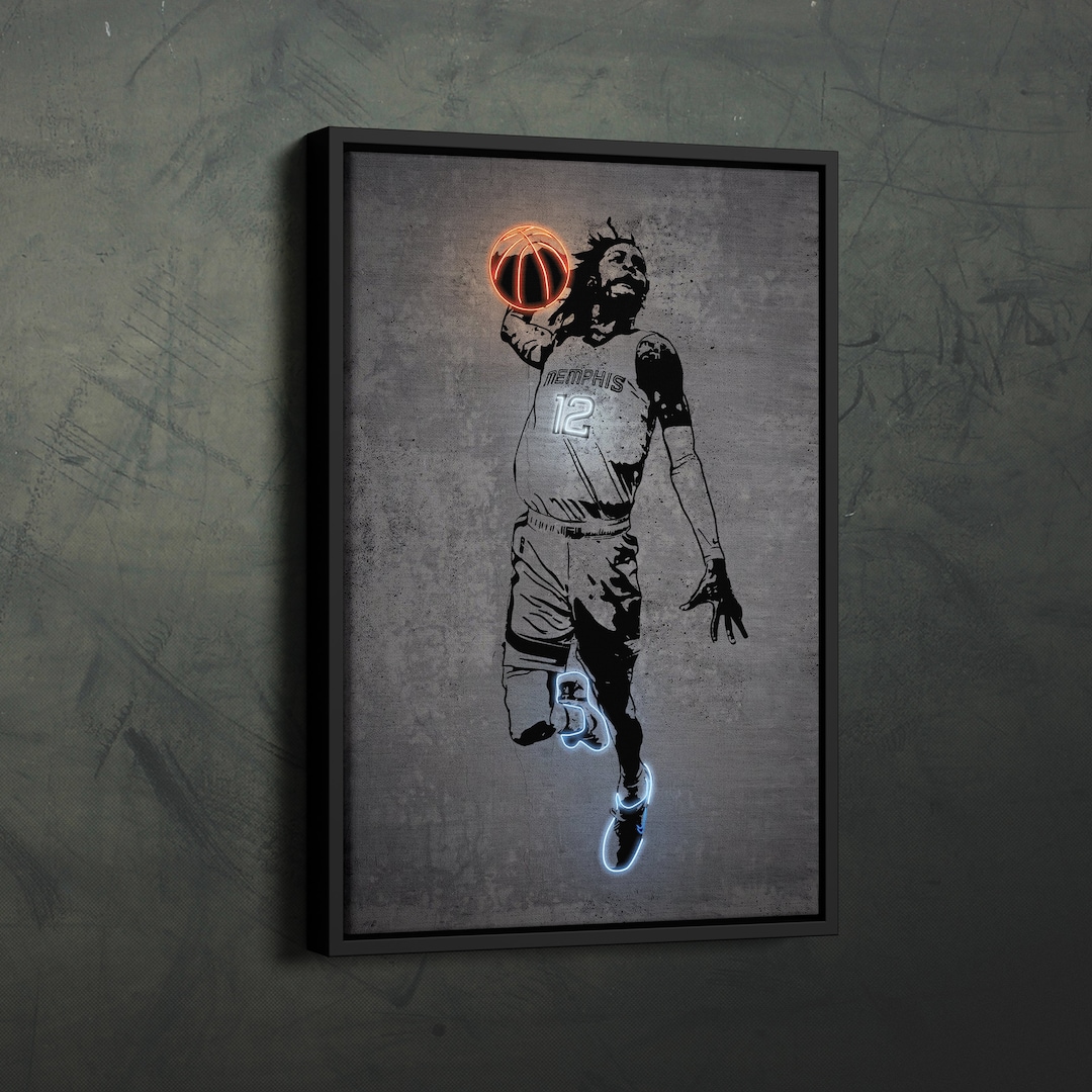 Ja Morant Poster Neon Dunk Memphis Grizzlies NBA Canvas Wall Art Home ...